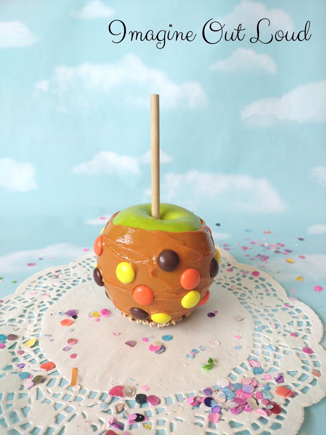 Faux Fake Realistic Caramel Apple With Peanut Butter Hard Candy Pieces ...