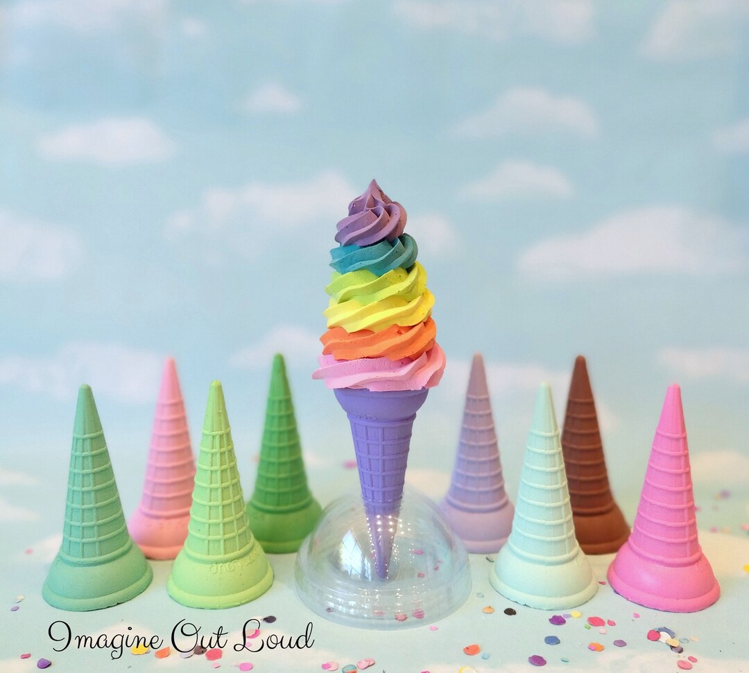 Fake Ice Cream Tall CONE COLOR CHOICE Realistic Rainbow Soft Serve ...
