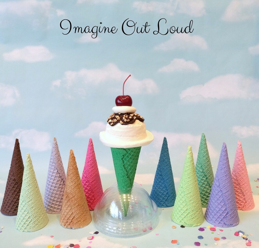 Fake Ice Cream Sugar Waffle CONE COLOR CHOICE Single Scoop Vanilla ...