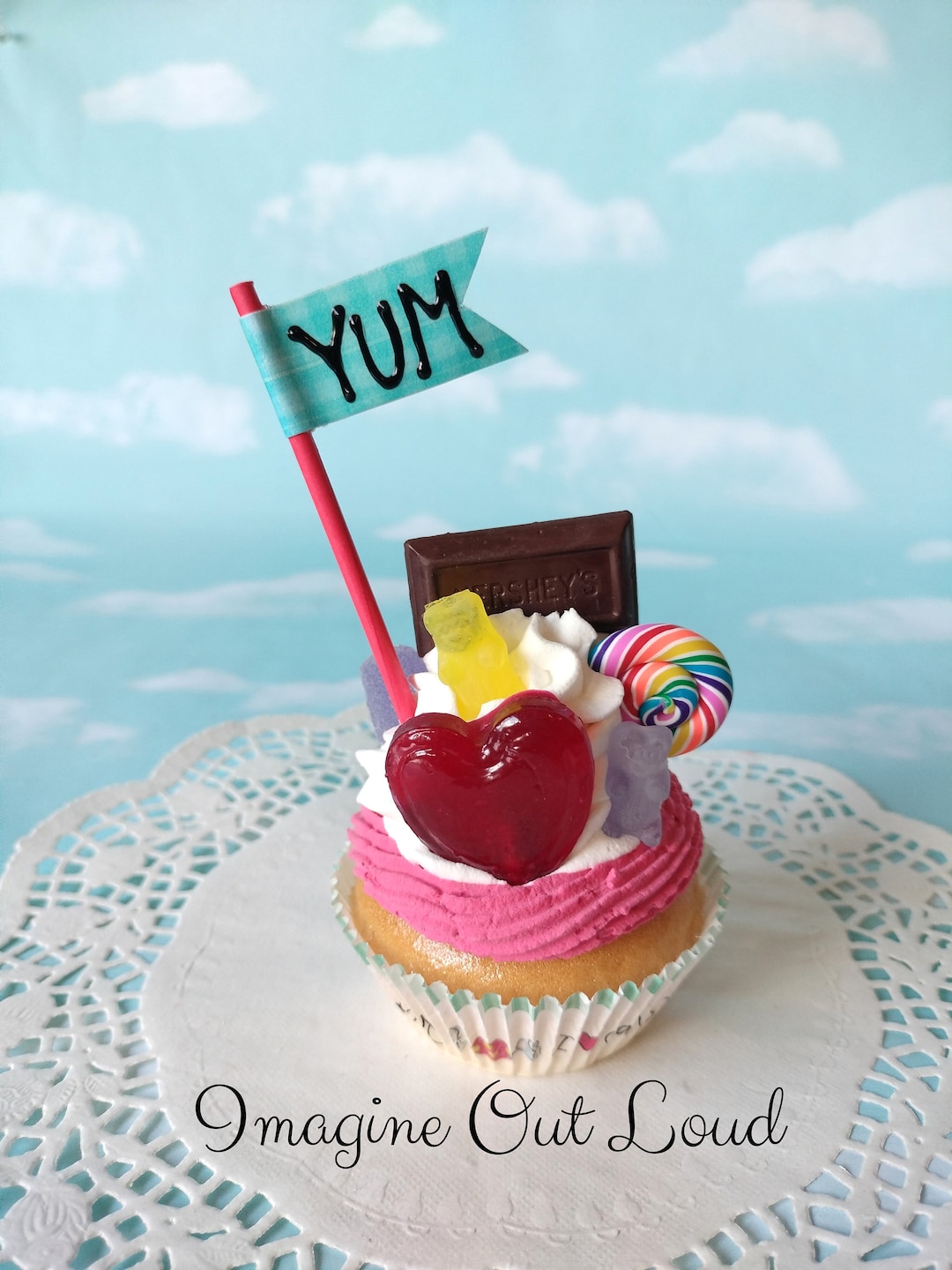 Fake Cupcake YUM Candyland Candy Max Lollipop Food Prop Decor ...