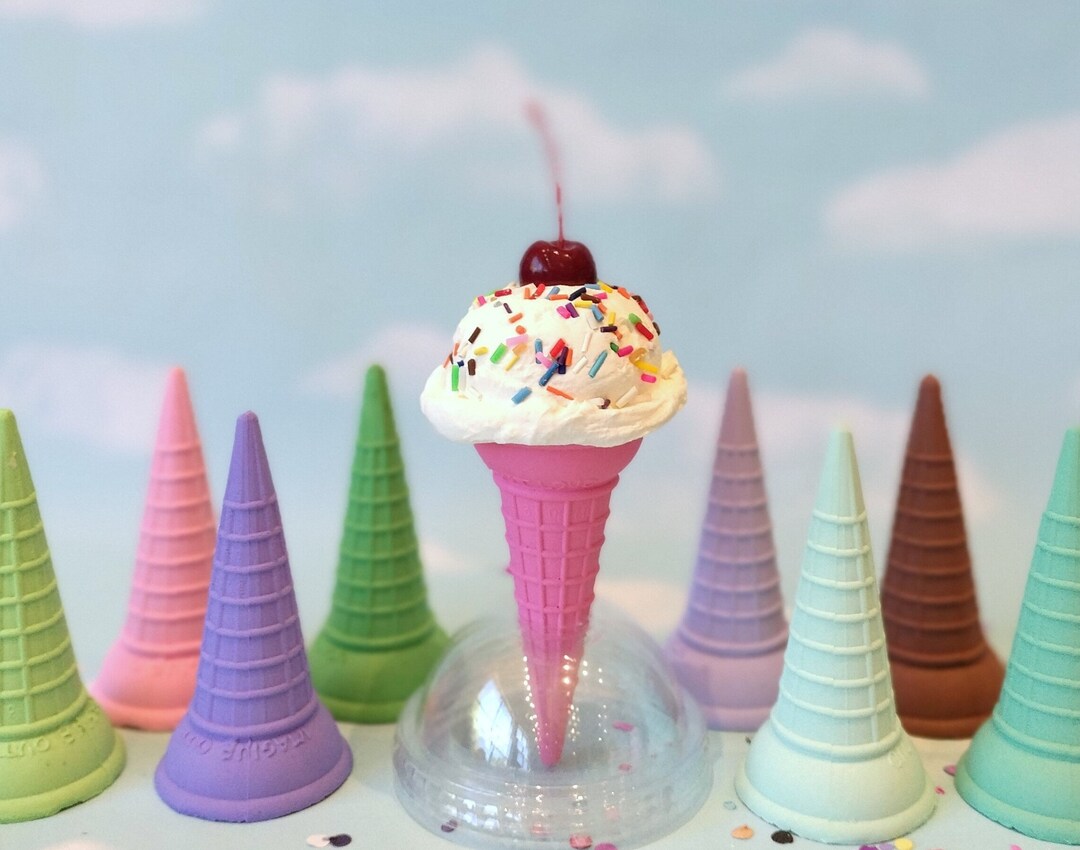 Fake Ice Cream Tall Cake CONE COLOR CHOICE Single Scoop Vanilla ...