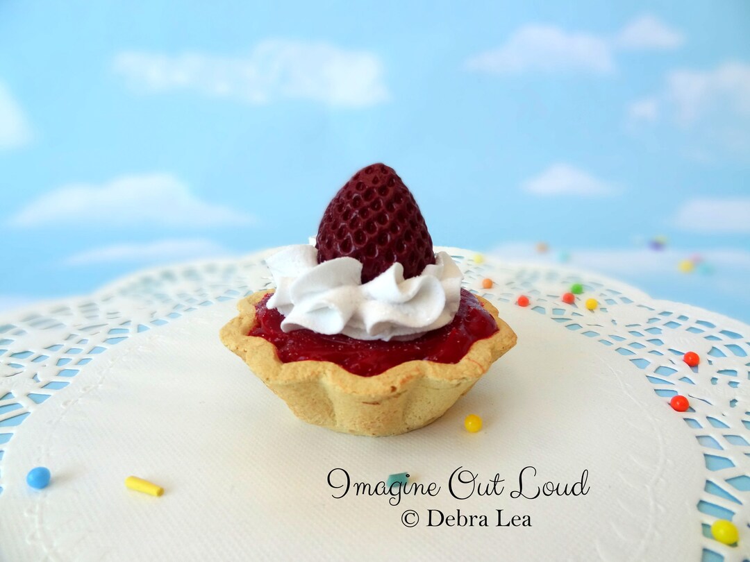 Fake Tart Tartelette Mini Dessert Strawberries and Cream - Etsy
