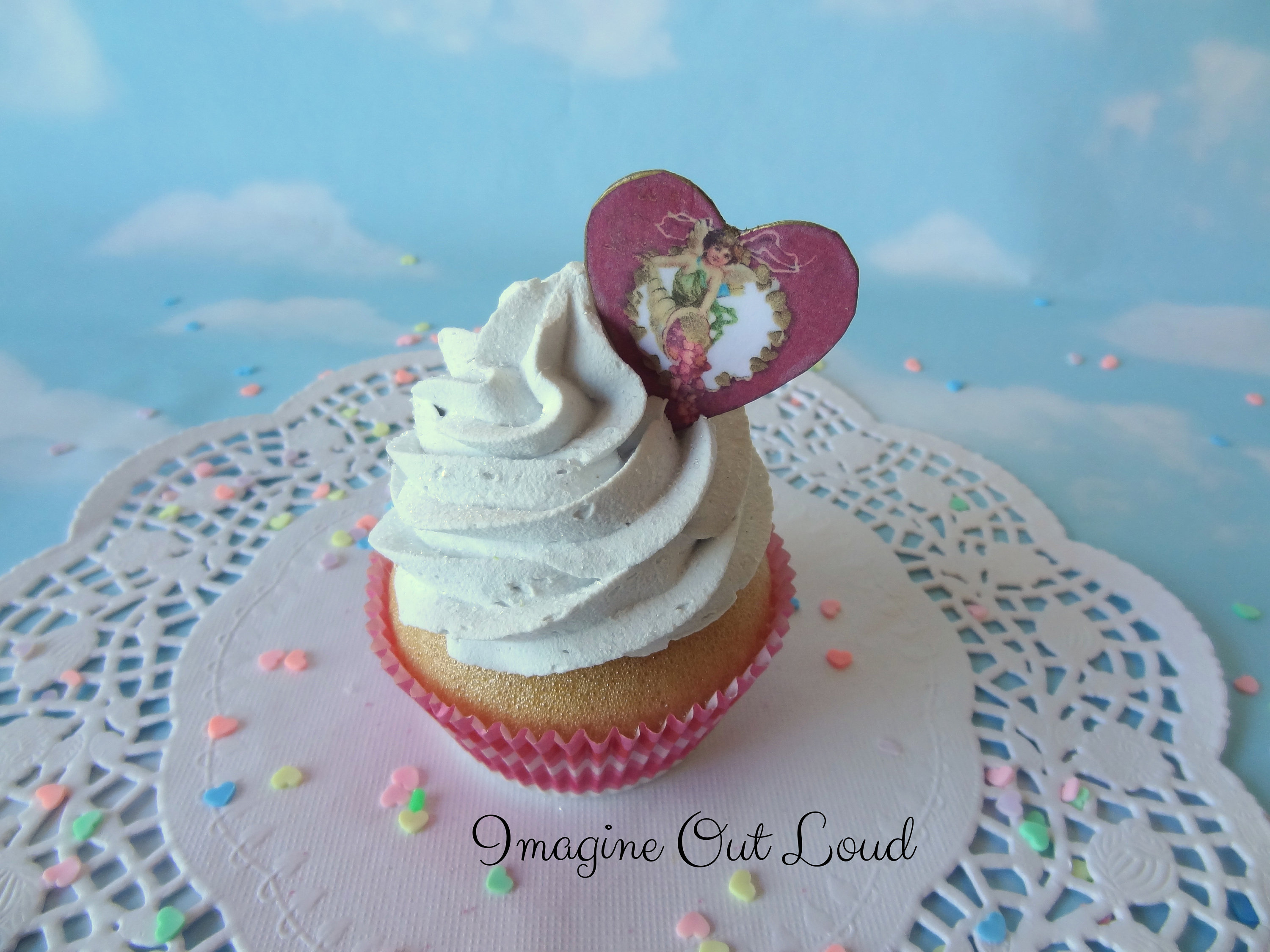 Fake Cupcake Faux Romantic Valentine Heart Vintage Card Cupid Lover's ...