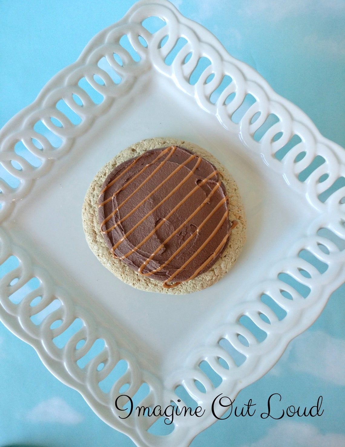 FAUX Chocolate Frosted Sugar Cookie With Caramel Drizzle Fake Food Prop ...