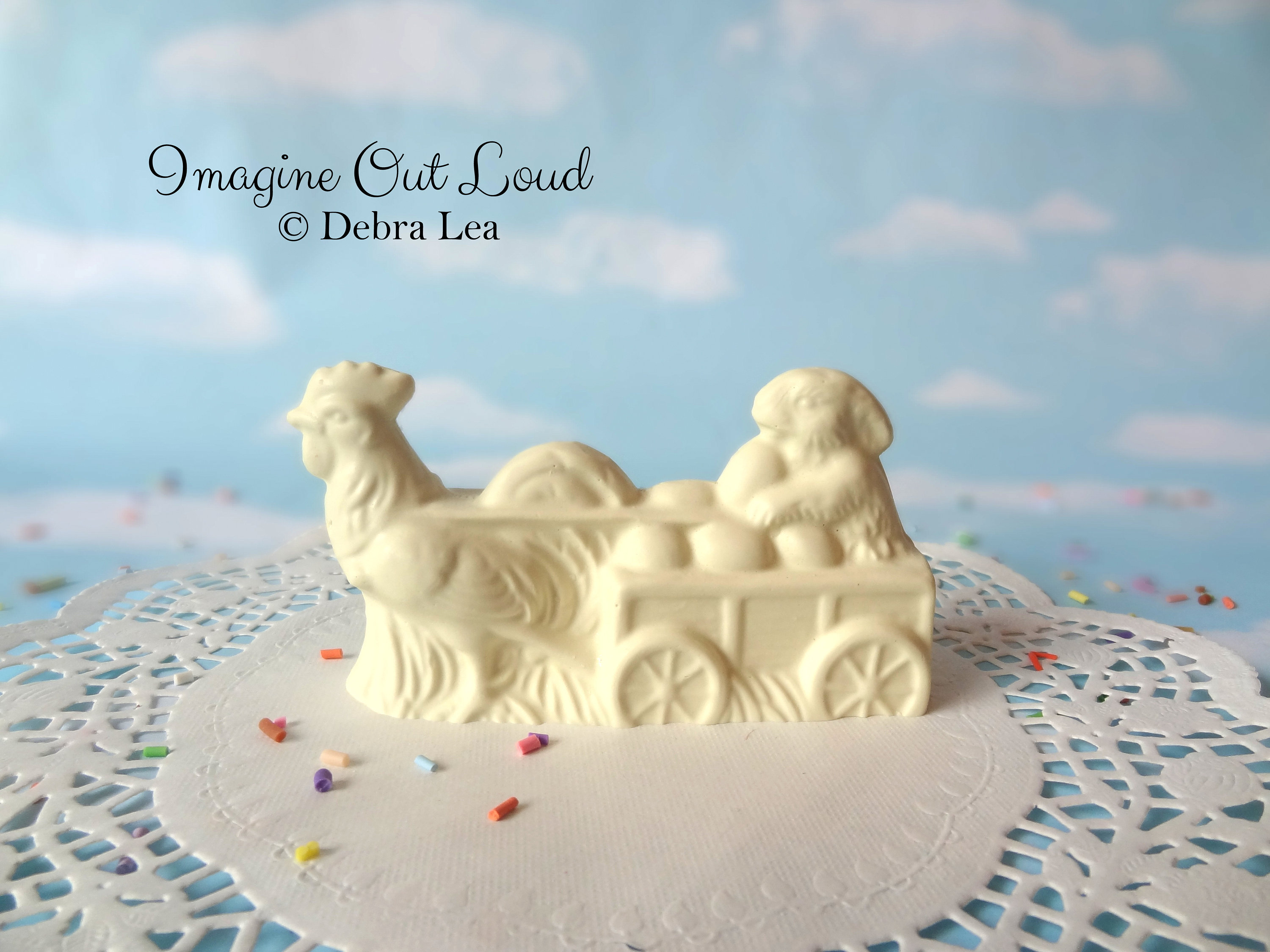 Fake Chocolate Bunny Rabbit and Rooster Cart SOLID Handmade | Etsy