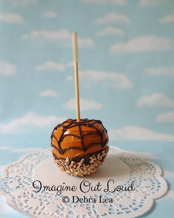 Faux Fake Realistic Caramel Apple With Nuts SPIDER WEB and - Etsy