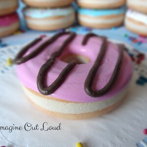 4" Fake Donut Pink Frosted With Chocolate Drizzle Doughnut Faux Food ...