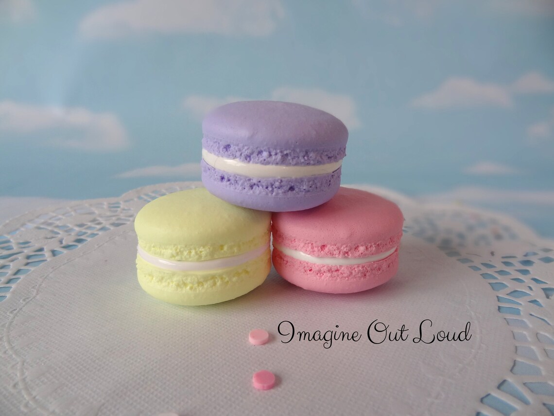 Fake Macarons Set Faux Macaron Cookies 1.5" Yellow Pink Purple - Etsy