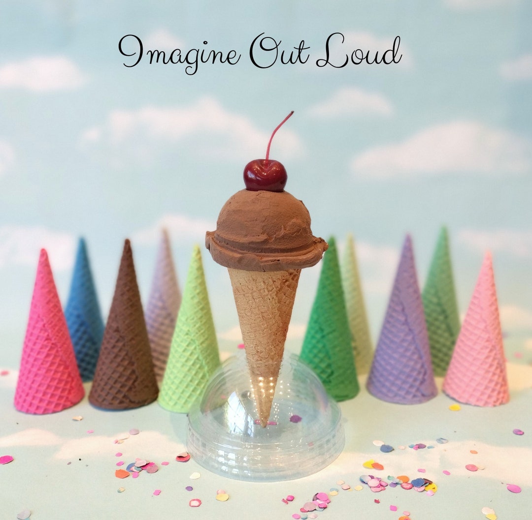 Fake Ice Cream Sugar Waffle CONE COLOR CHOICE Chocolate Cherry ...