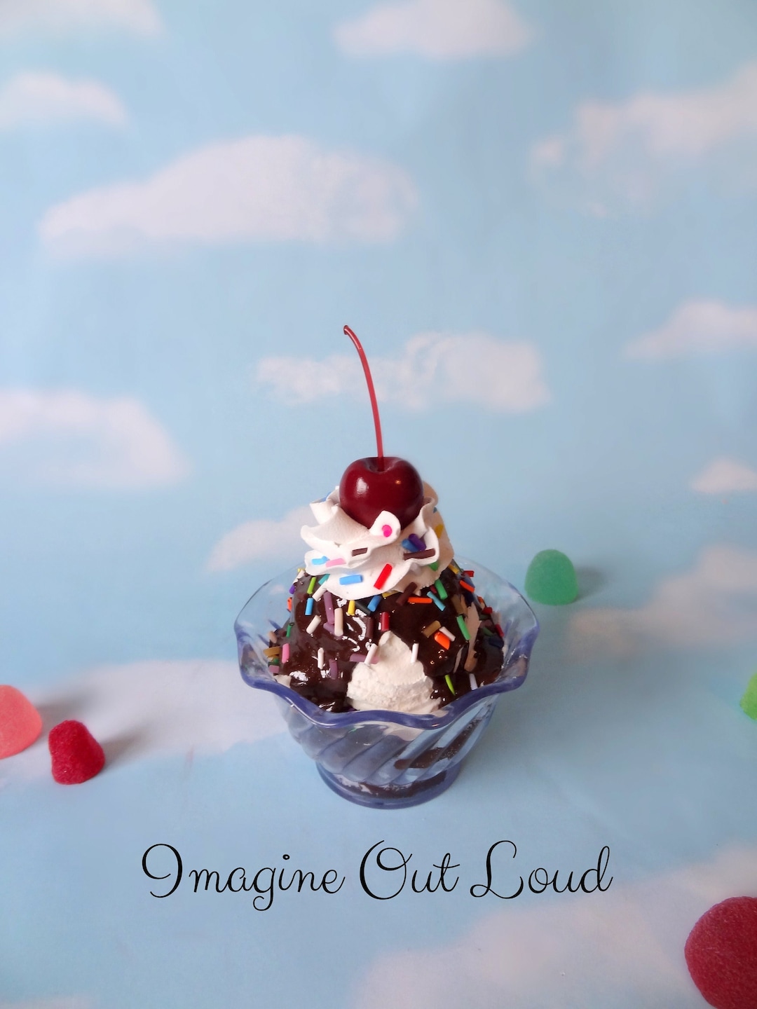 Fake Ice Cream Sundae: Vanilla, Hot Fudge, Sprinkles Faux Food Prop - Etsy