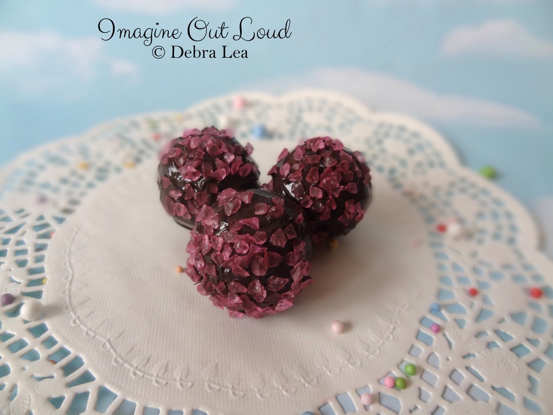 FAUX Truffle Fake Cake Pop Set Chocolate Pink Sugar Crystal Props - Etsy