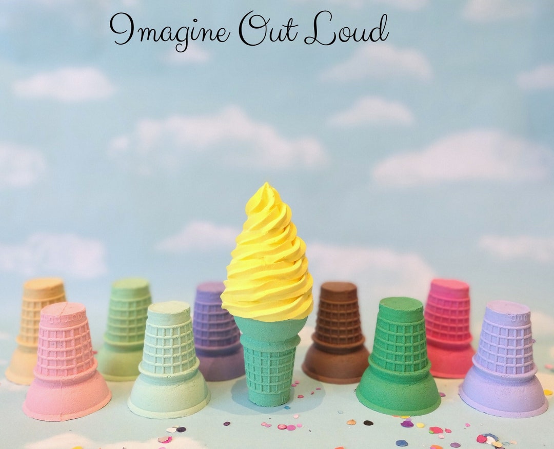 Fake Ice Cream Flat CONE COLOR CHOICE Soft Serve Swirl Yellow Prop ...