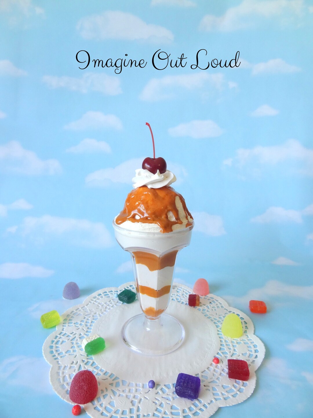 Fake Ice Cream Sundae Tall Milkshake Prop Caramel Syrup Faux Food - Etsy