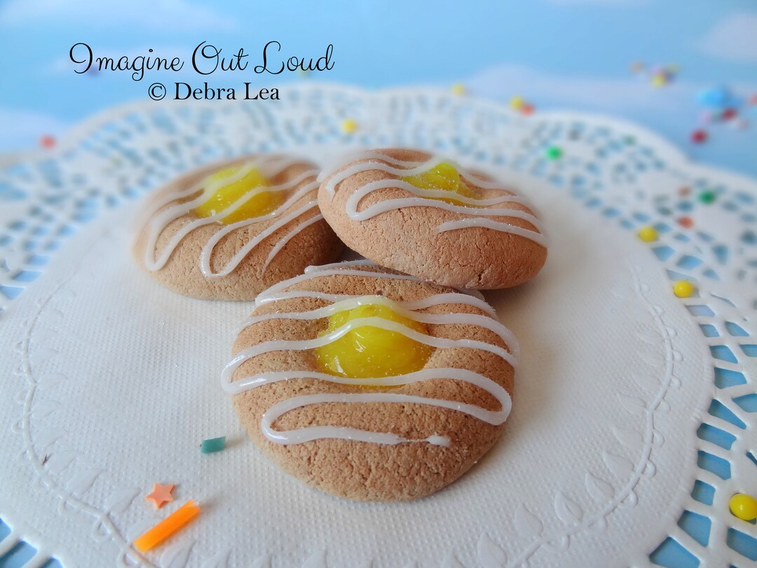 FAUX Cookies Lemon Thumbprint Jam Jelly Set Fake Food Prop - Etsy
