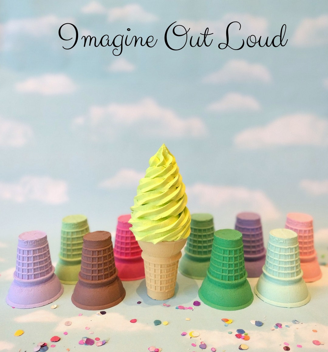 Fake Ice Cream Flat CONE COLOR CHOICE Soft Serve Swirl Lime Green Prop ...
