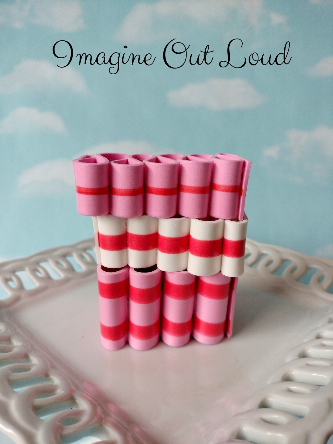 Fake Ribbon Candy Realistic Hand Painted Red Pink White - Etsy