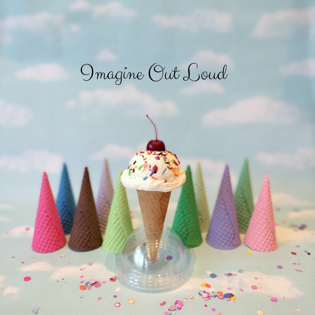 Fake Ice Cream Sugar Waffle CONE COLOR CHOICE Single Scoop Vanilla ...