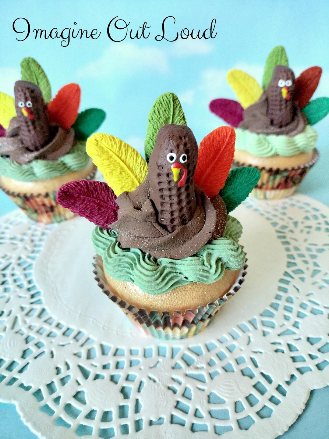 Fake Cupcake SINGLE Thanksgiving Turkey Eat PIE Faux Dessert Decoration ...