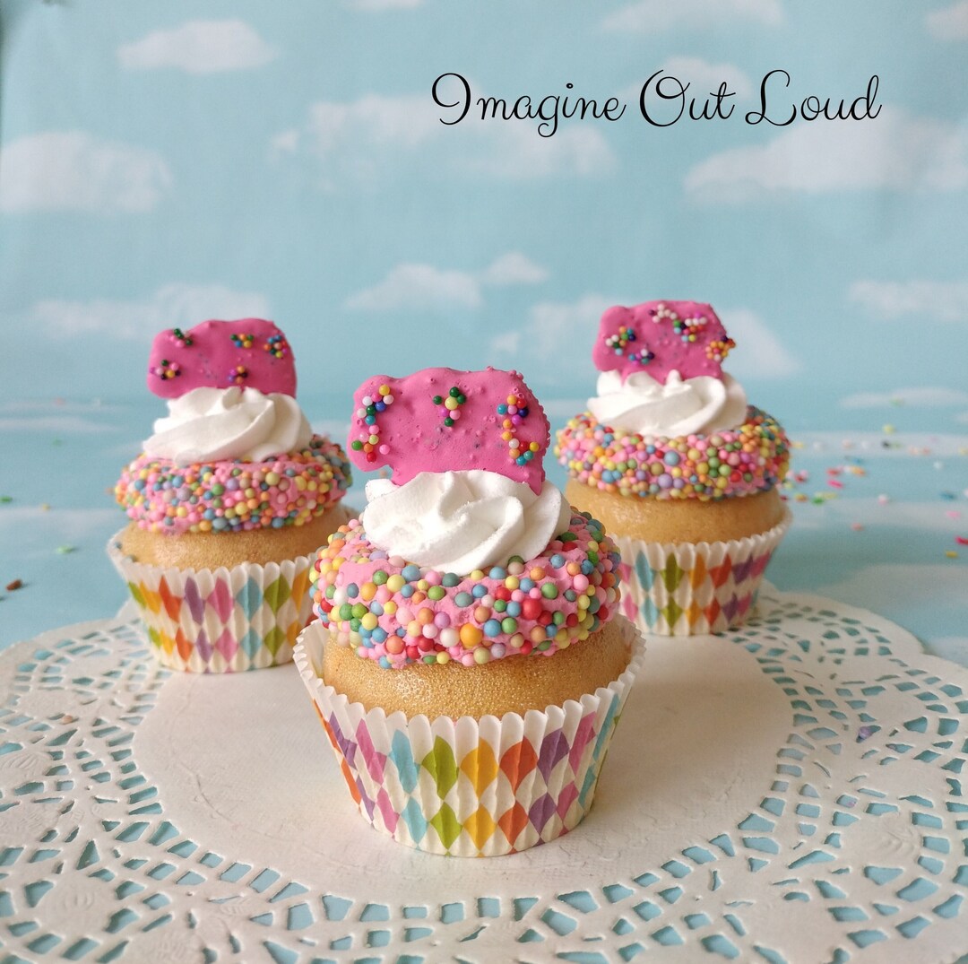 Fake Cupcake Elephant Animal Circus Cookie Sprinkles Food Prop Decor ...
