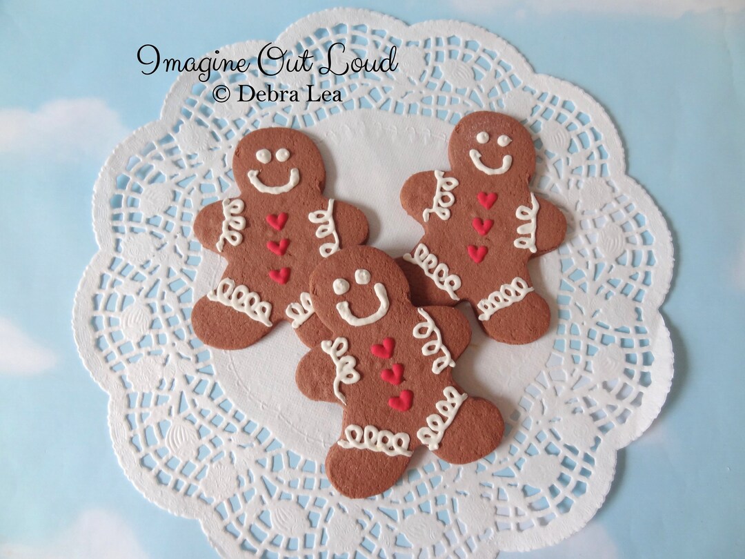 Fake Gingerbread Man Cookies Set of 3 Handmade Faux Christmas Holiday ...