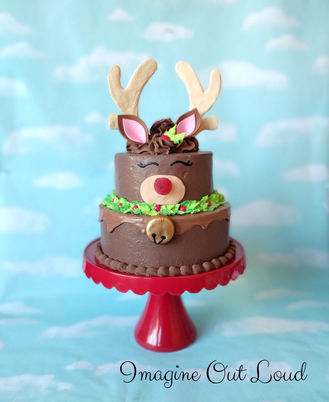 LIMITED EDITION Fake Cake Rudolph Reindeer Christmas Holiday Faux ...