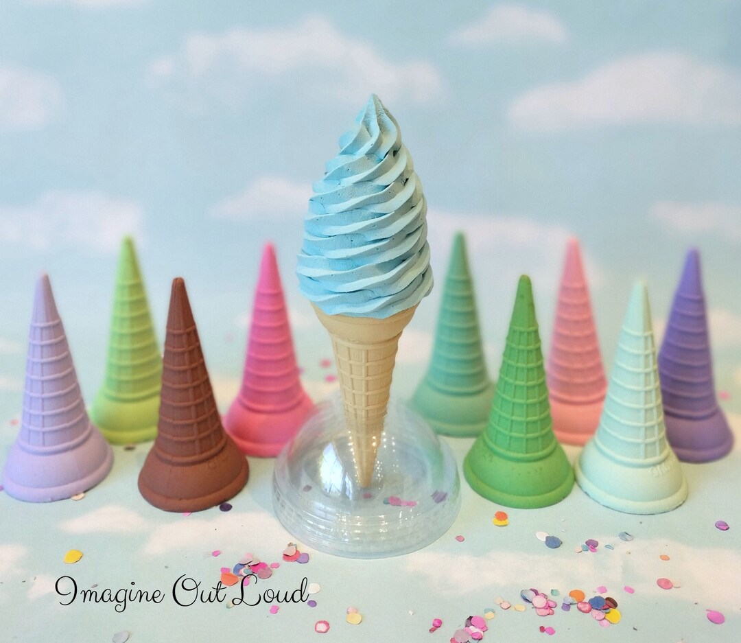 Fake Ice Cream Tall CONE COLOR CHOICE Soft Serve Swirl Blue Prop ...
