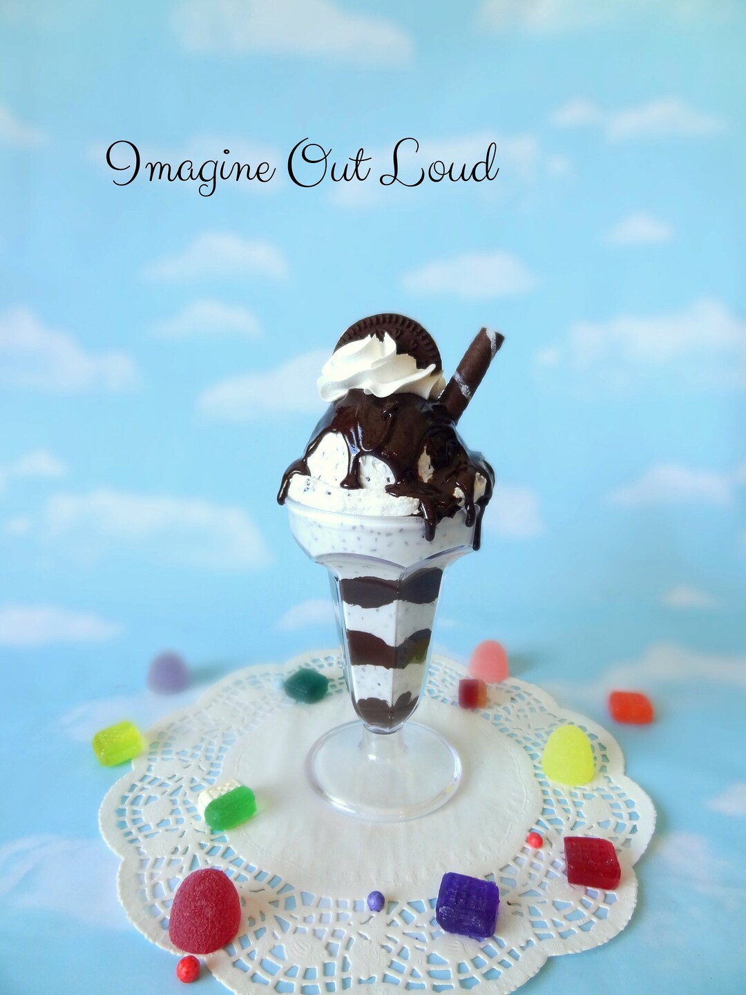 Fake Ice Cream Sundae Tall Milkshake Prop Cookies and Cream Chocolate ...