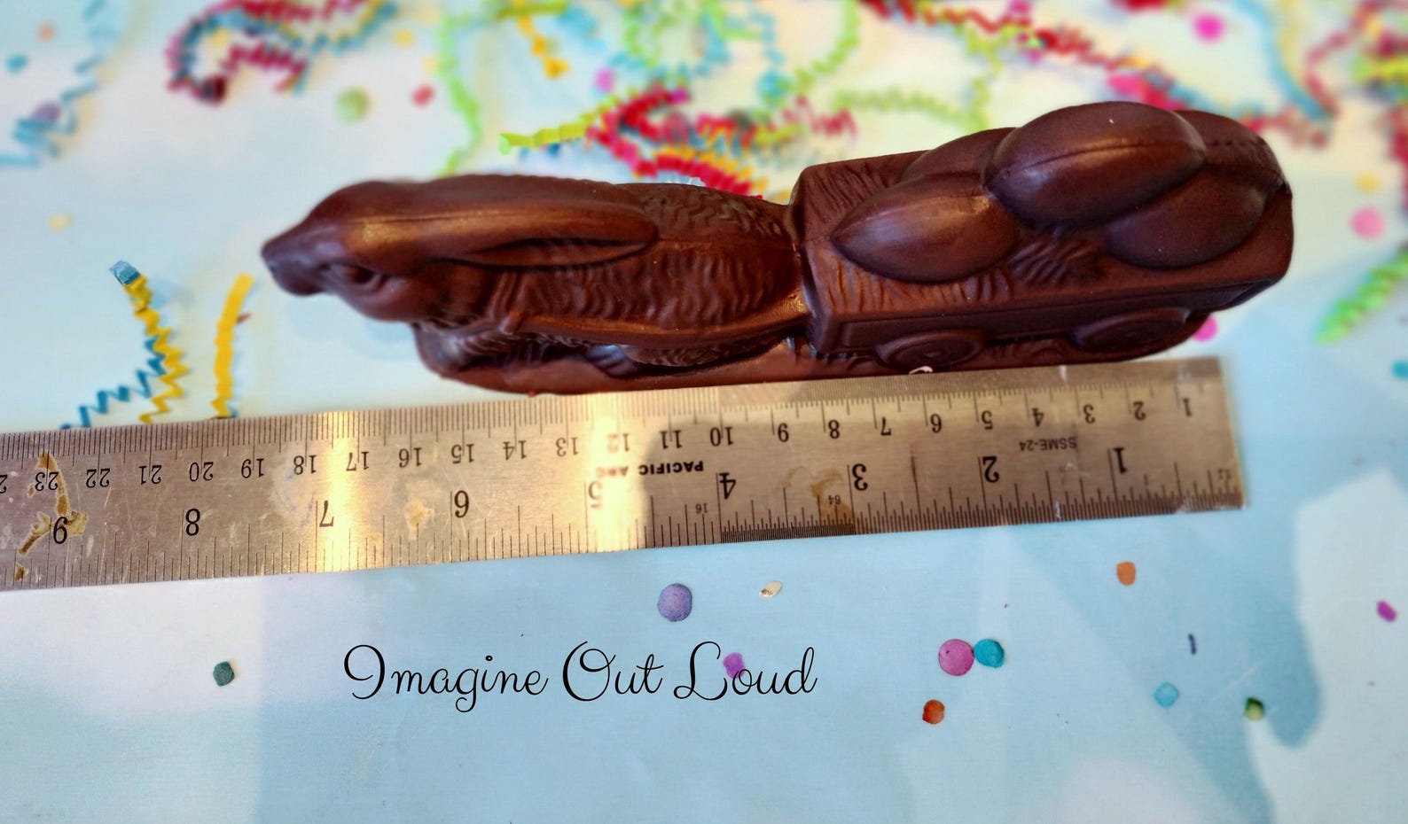 Fake Chocolate Bunny Rabbit Pulling Egg Cart SOLID Handmade Faux Easter ...