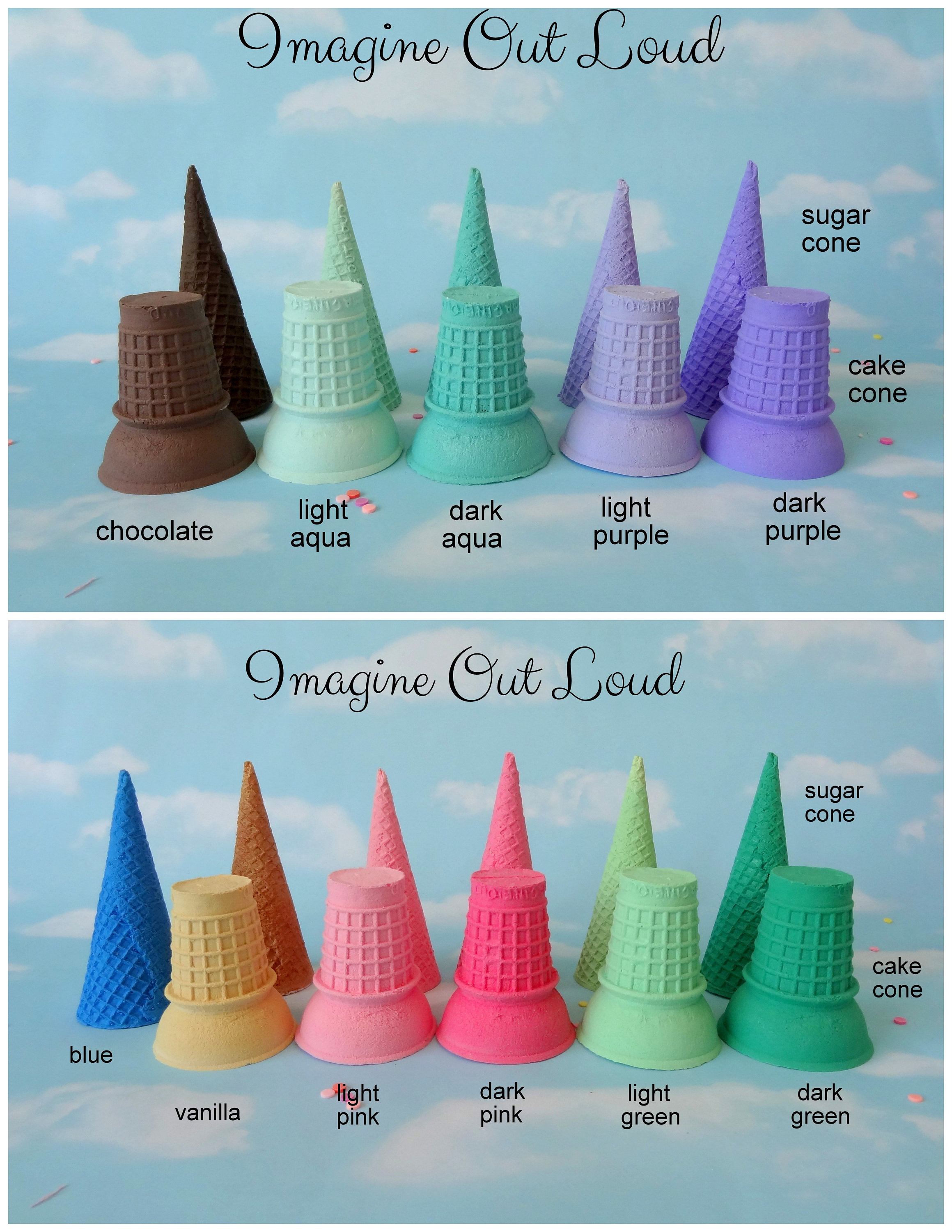 Fake Ice Cream Flat CONE COLOR CHOICE Blue Realistic Faux Single Scoop ...