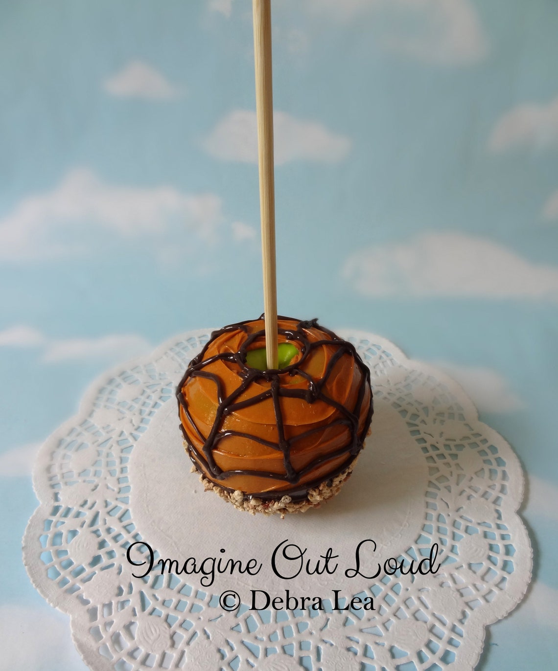 Faux Fake Realistic Caramel Apple With Nuts SPIDER WEB and - Etsy