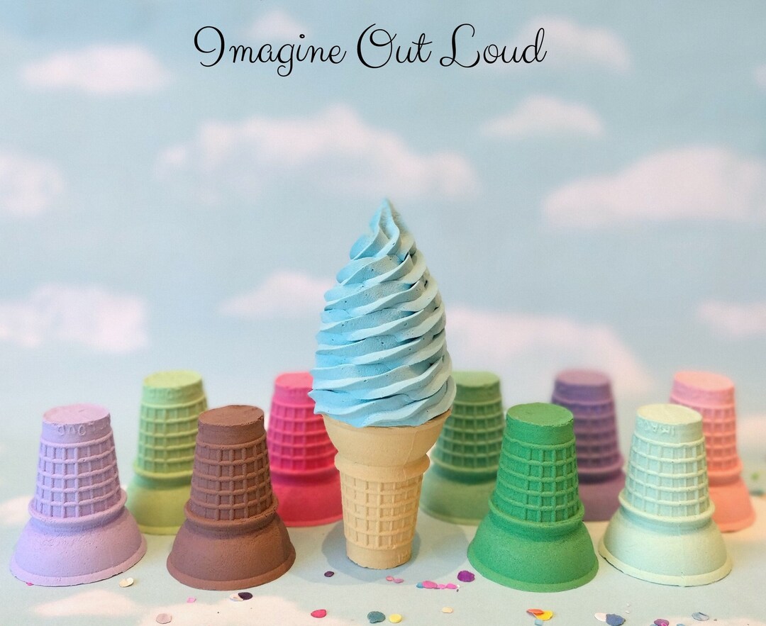 Fake Ice Cream Flat CONE COLOR CHOICE Soft Serve Swirl Blue Prop ...