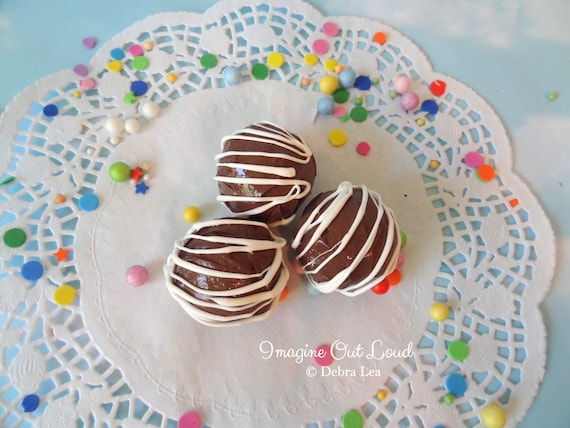 FAUX Fake Truffles Milk Chocolate With White Chocolate Drizzle | Etsy