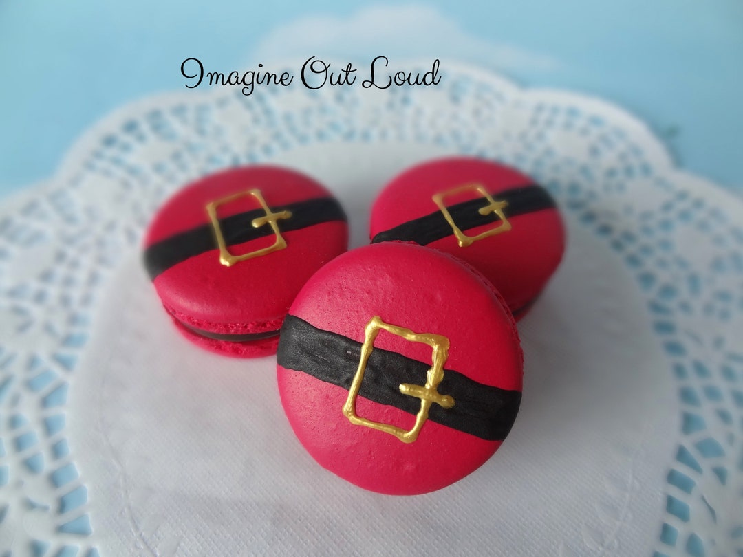 FAUX MACARON Set Christmas Holiday Santa 2" Artificial Food Prop - Etsy