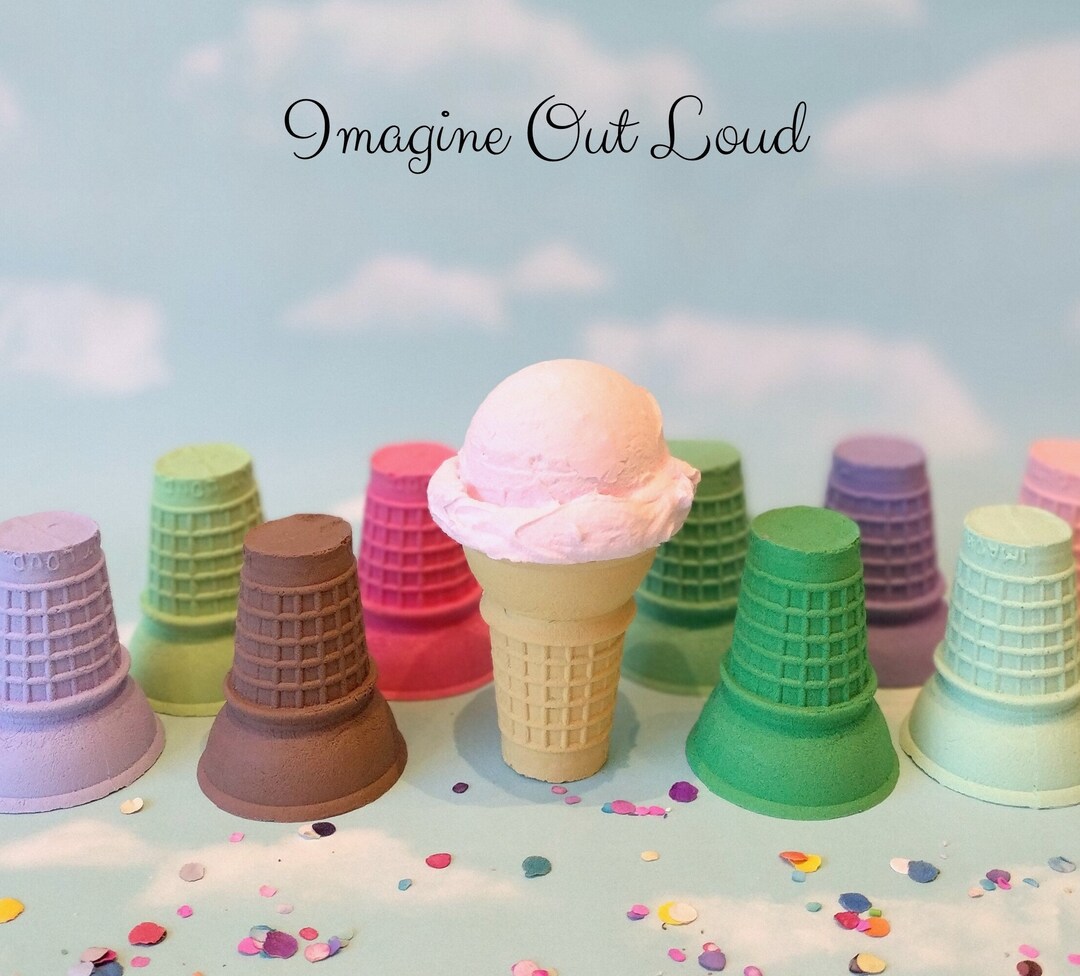 Fake Ice Cream Flat CONE COLOR CHOICE Strawberry Realistic Faux Single ...