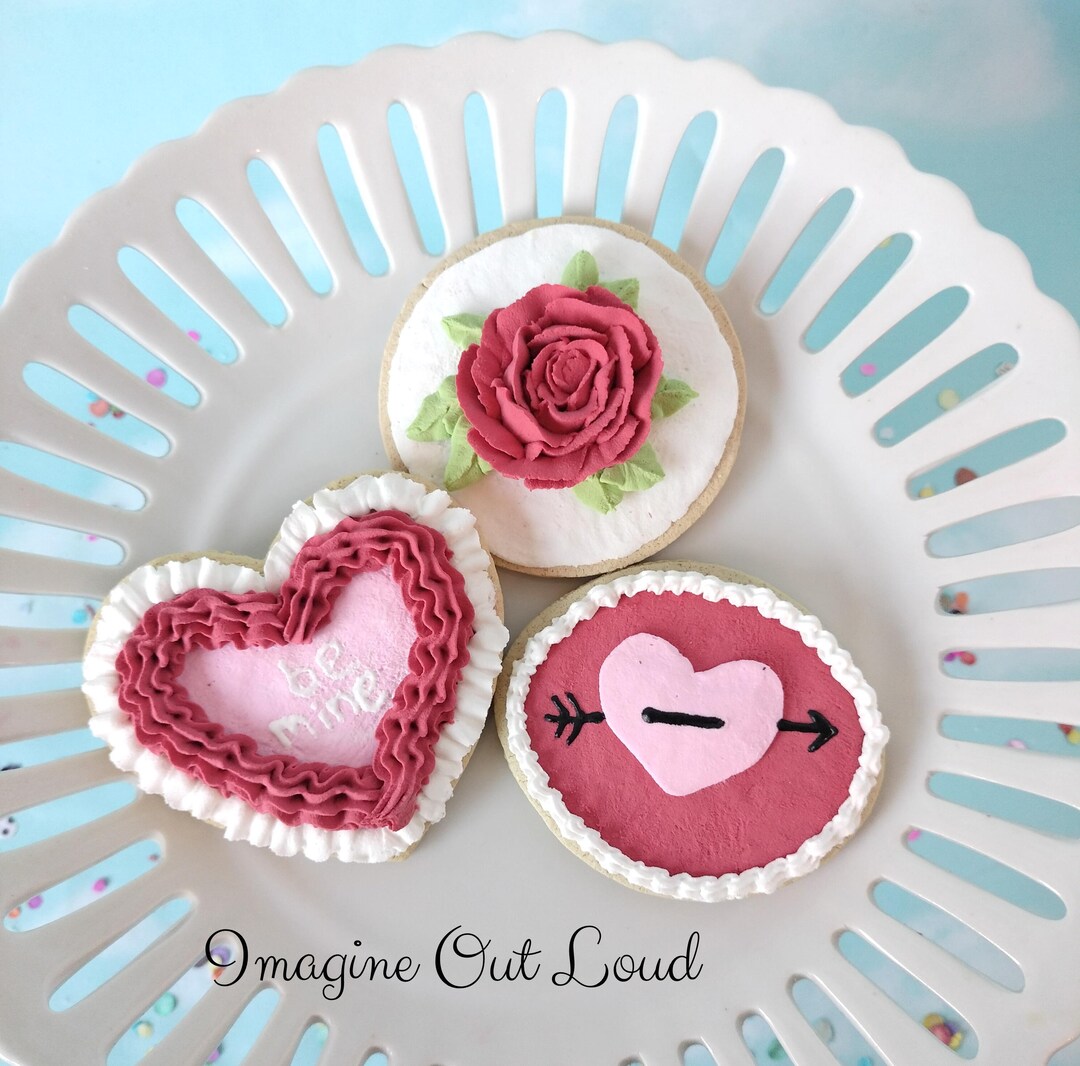 Fake Sugar Cookie Set of 3 Handmade Faux Valentine's Day Cupid V-2 - Etsy