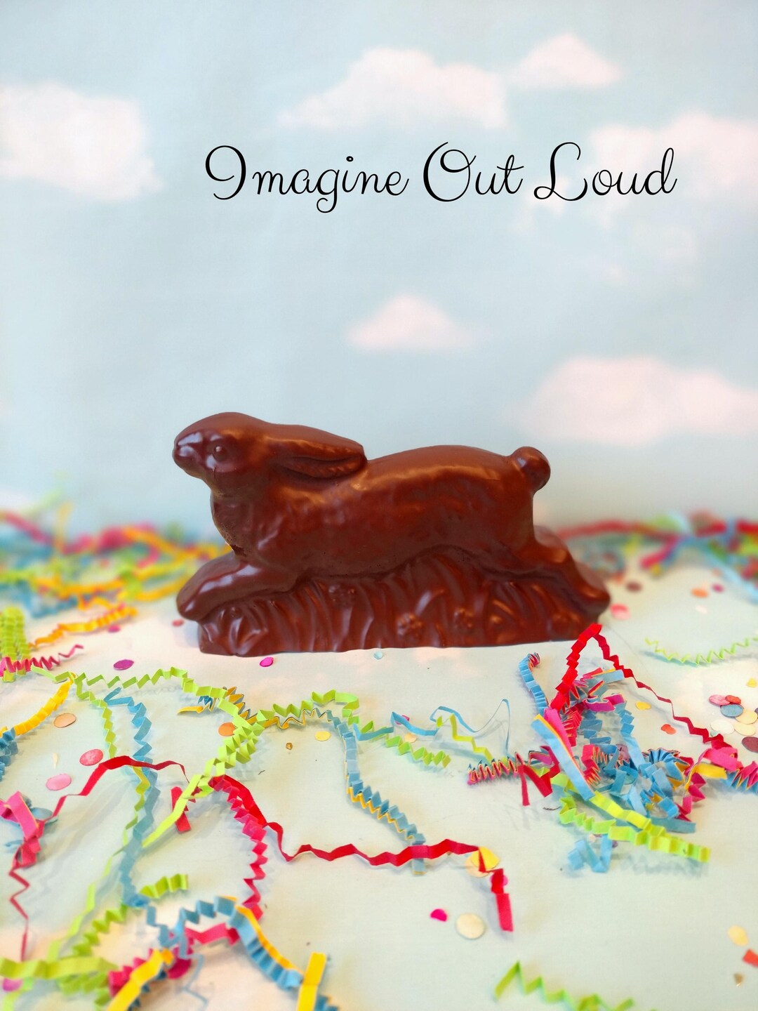 Fake Chocolate Bunny Rabbit Running Vintage Style SOLID Handmade Faux ...