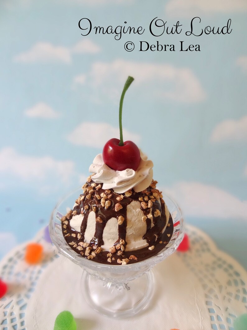 Fake Ice Cream Sundae Vanilla With Chocolate Sauce And Nuts Etsy