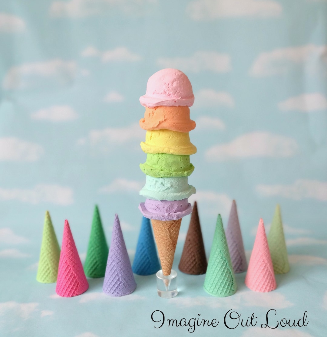 Fake Ice Cream Cake Cone, Rainbow Pastel Six-scoop Faux Display - Etsy