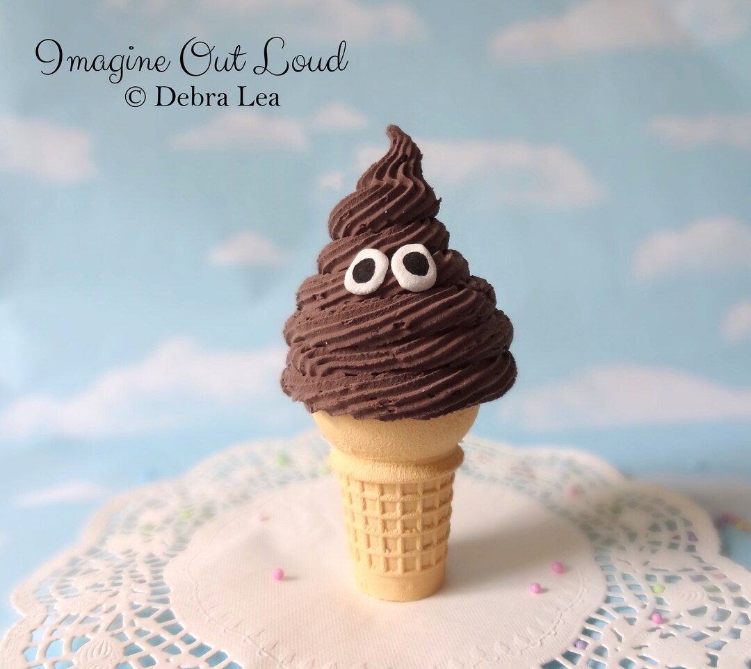 Fake Ice Cream Faux Cone Poop EMOJI Chocolate Soft Serve Swirl - Etsy