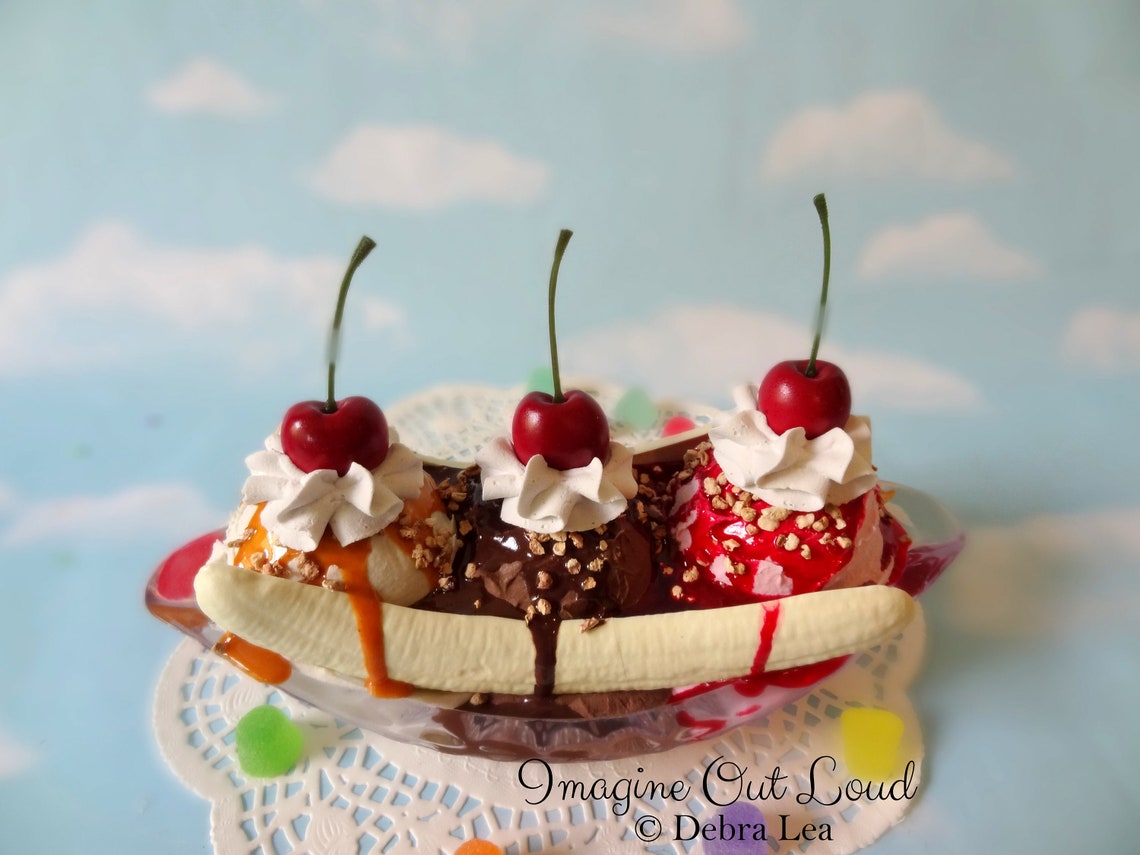 Fake Banana Split Ice Cream Faux Food Prop Scc1 Etsy
