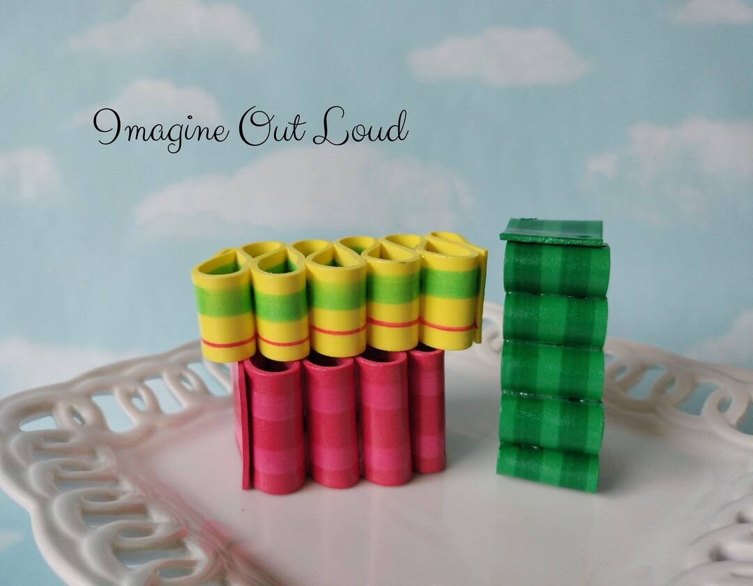 Fake Ribbon Candy Christmas Realistic Hand Painted Green Red Yellow - Etsy