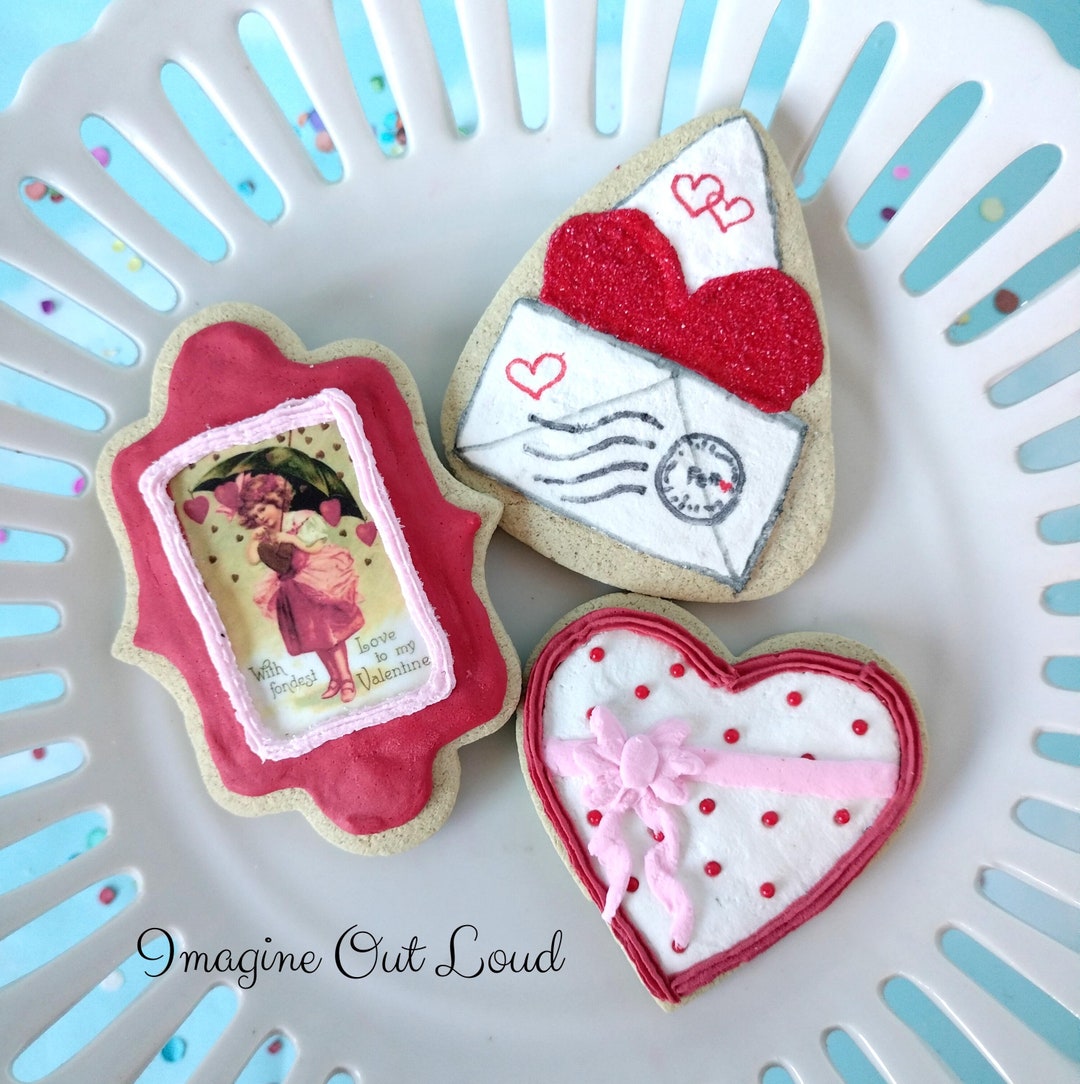 Fake Sugar Cookie Set of 3 Handmade Faux Valentine's Day Cupid V-9 - Etsy