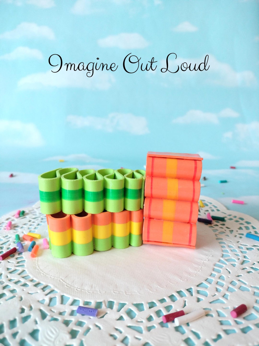 Fake Ribbon Candy Realistic Hand Painted Yellow Lime Orange 123 - Etsy