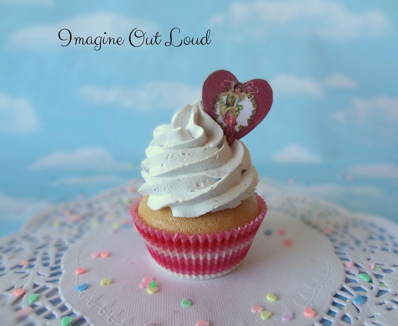 Fake Cupcake Faux Romantic Valentine Heart Vintage Card Cupid Lover's ...