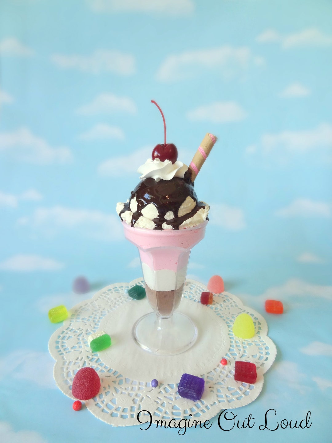 Fake Ice Cream Sundae Tall Milkshake Prop Vanilla Chocolate Strawberry ...