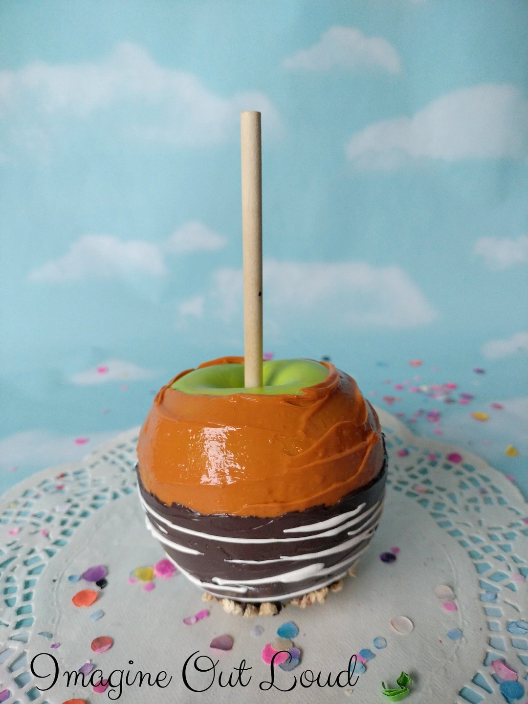 Faux Fake Realistic Caramel Apple With Chocolate and Drizzle Home Decor ...