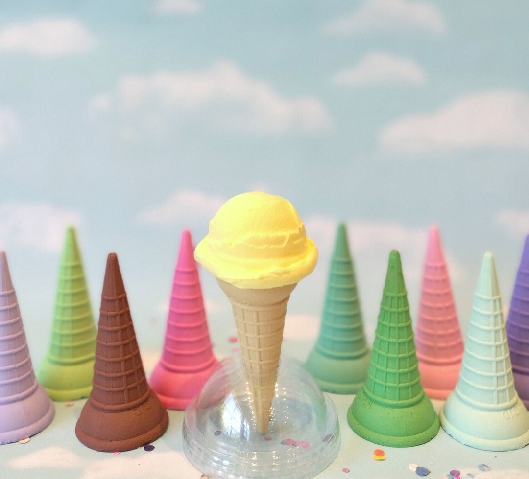 Fake Ice Cream Tall CONE COLOR CHOICE Yellow Realistic Faux Single ...