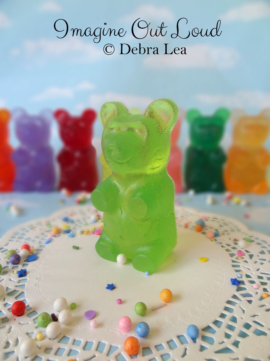 GIANT 4.5 INCH Fake Gummy Bear Candy LIME Paperweight Gift Candyland ...