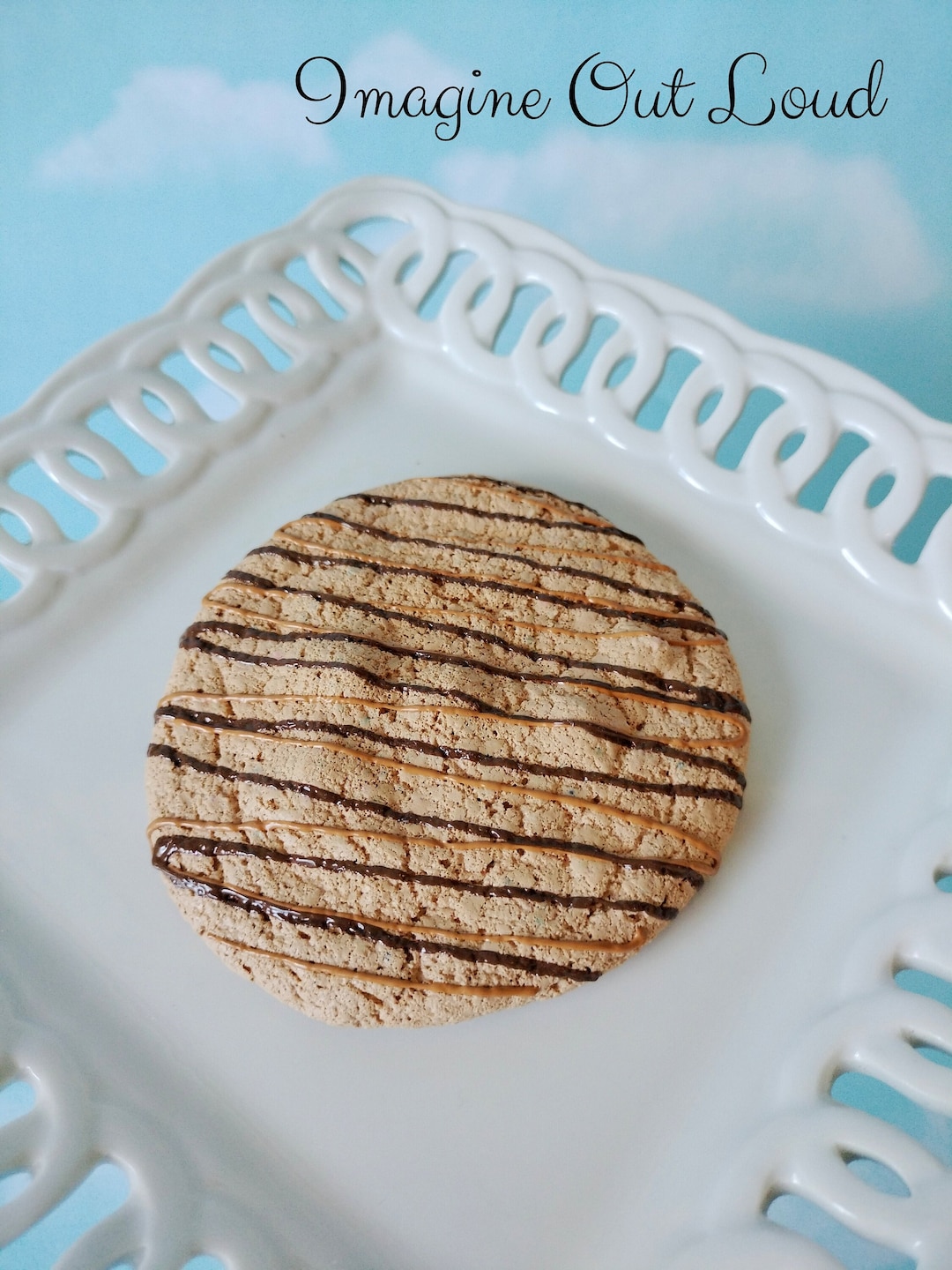 FAUX Vanilla Cookie With Caramel and Chocolate Drizzle Fake Food Prop ...