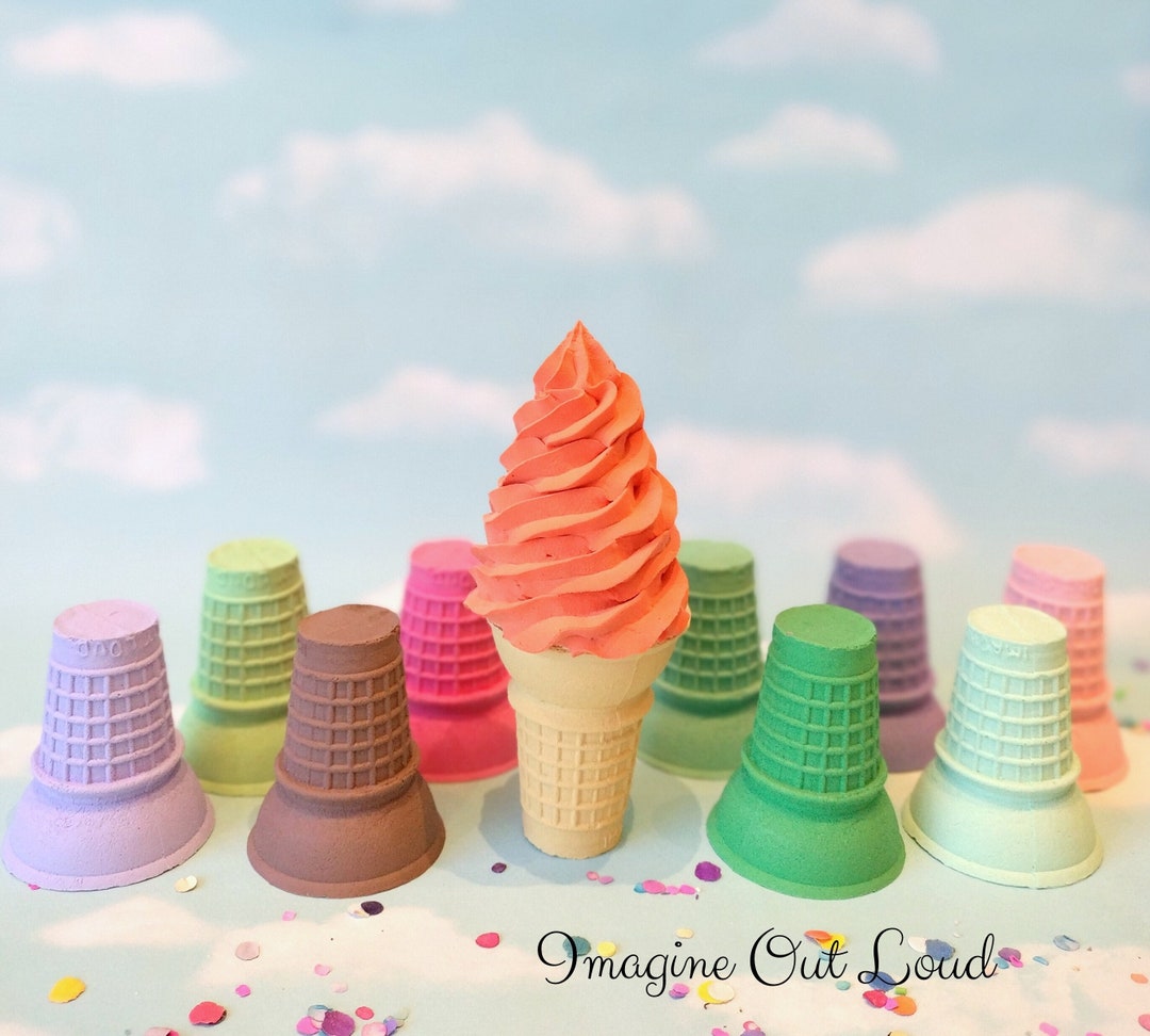 Fake Ice Cream Flat CONE COLOR CHOICE Soft Serve Swirl Orange Cone Prop ...